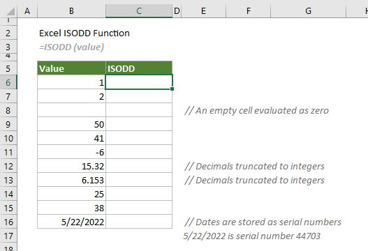 Excel ISODD function