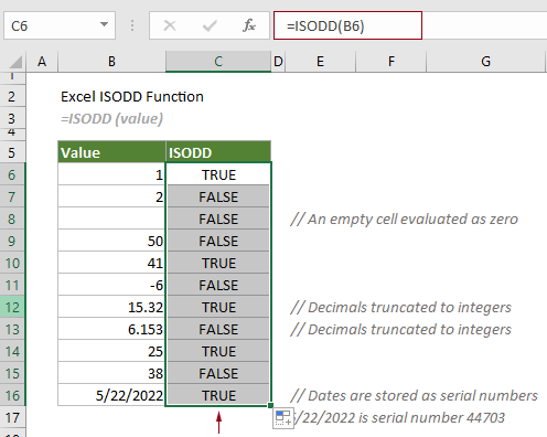 Excel ISODD function