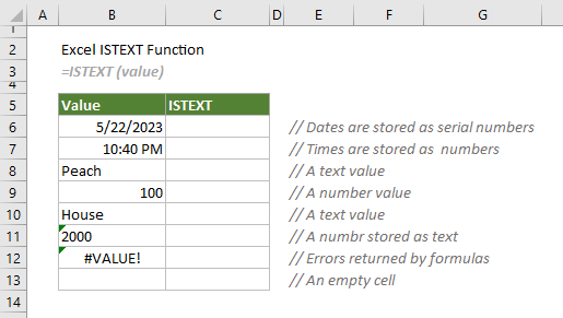 Excel Istext Function