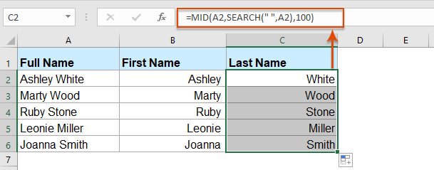 Función MID de Excel