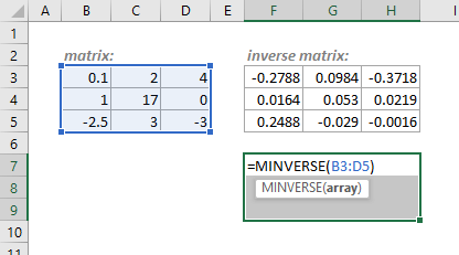 Excel MINVERSE Function