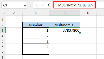 How to use Excel MULTINOMIAL function