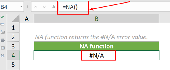 Excel NA Function