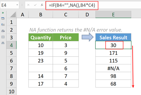 Excel NA Function