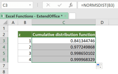 Excel NORMSDIST Function