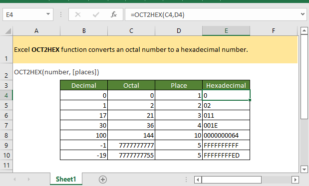 How To Use The Excel Oct2hex Function 3729