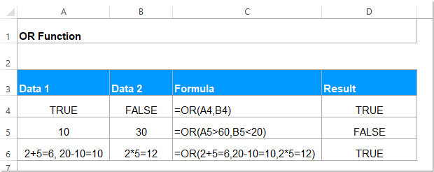 Excel OR Function