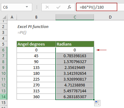How to use the Excel PI function?