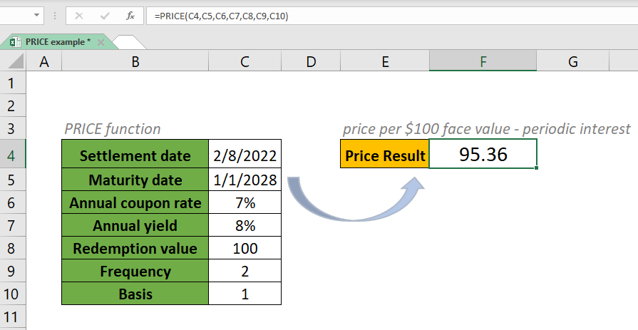 Excel PRICE Function
