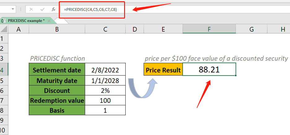 Excel PRICEDISC Function