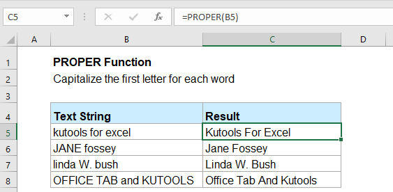 Excel PROPER Function