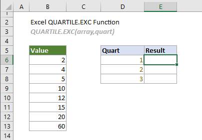 Excel QUARTILE.EXC function