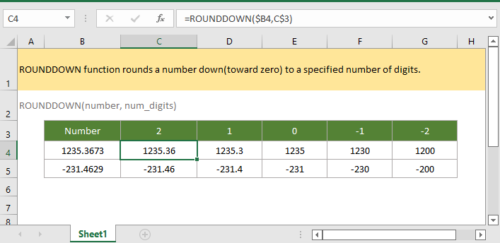 엑셀 ROUNDDOWN 함수 사용법