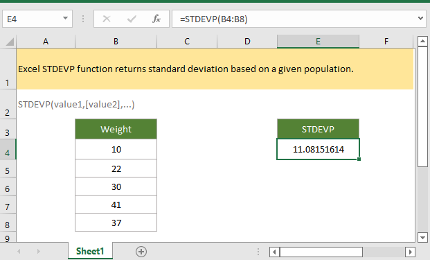 Comment utiliser la fonction Excel STDEVP
