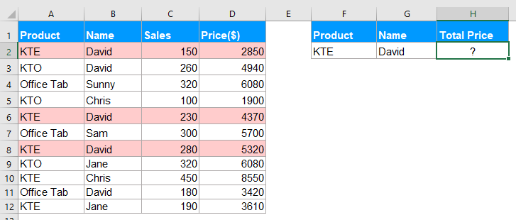 Excel SUMPRODUCT Function