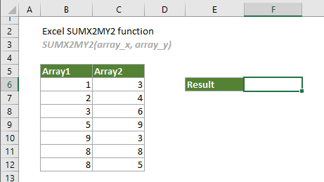 Excel SUMX2MY2 function
