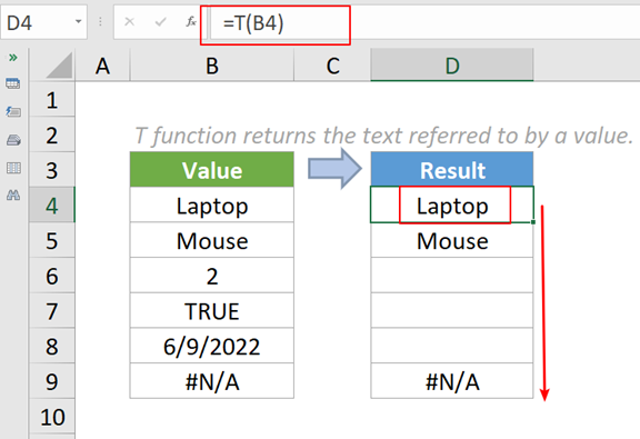 Excel T Function