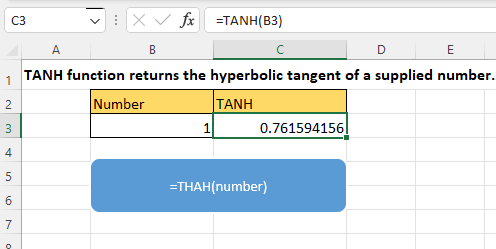 How to use Excel TANH function