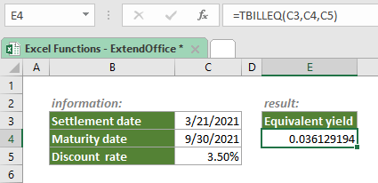 Excel TBILLEQ Function