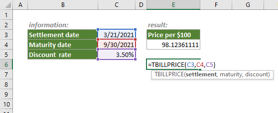 Excel TBILLPRICE Function