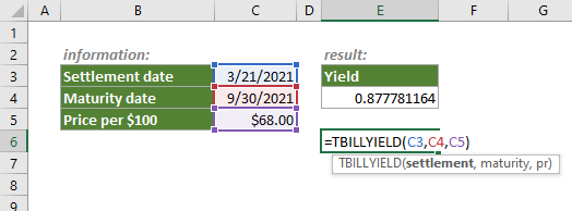 Excel TBILLYIELD Function