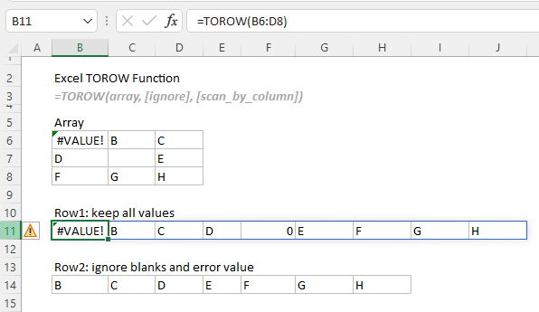 Excel TOROW function
