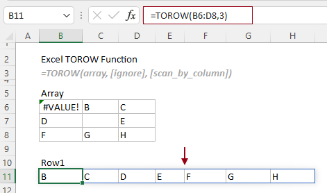 Excel TOROW function