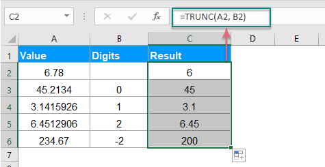 Excel TRUNC Function