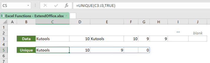 Excel UNIQUE Function
