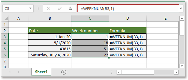  Excel WEEKNUM 
