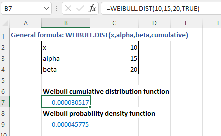 How to use the Excel WEIBULL.DIST function