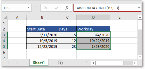 How to use Excel WORKDAY.INTL function
