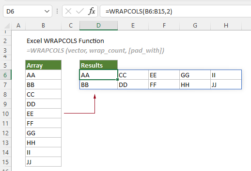 Excel WRAPCOLS function