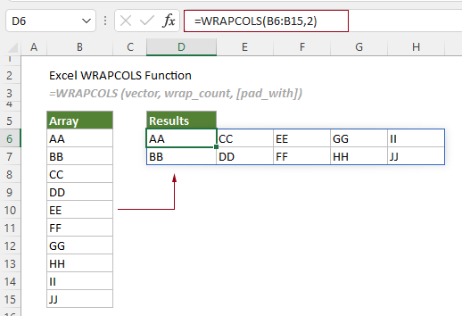 Excel WRAPCOLS function