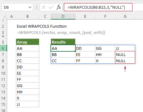 Excel WRAPCOLS function