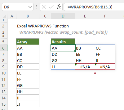 Excel WRAPROWS function