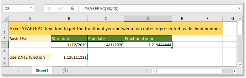 How to use the Excel YEARFRAC function