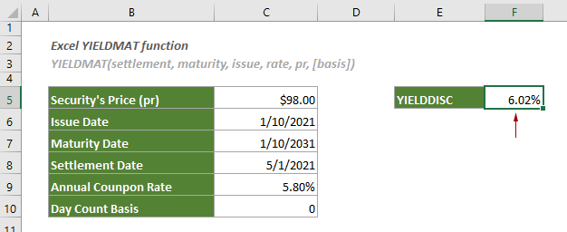 How to use the Excel YIELDMAT function?