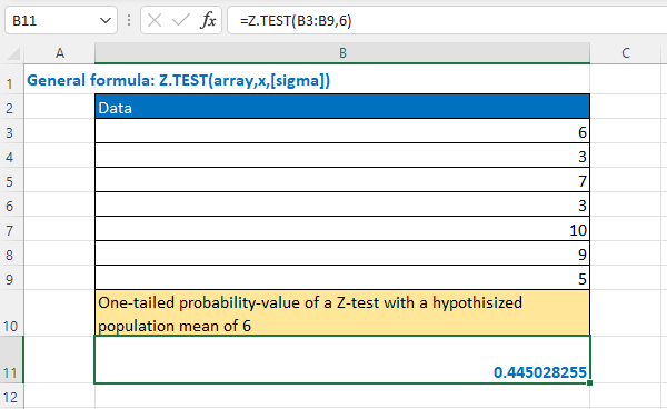 How to use the Excel Z.TEST function