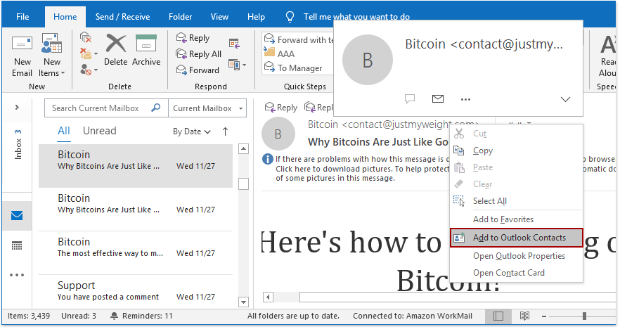 Quickly use Microsoft Outlook