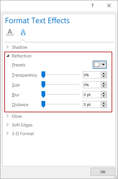 Text Reflection - Format Text Effects