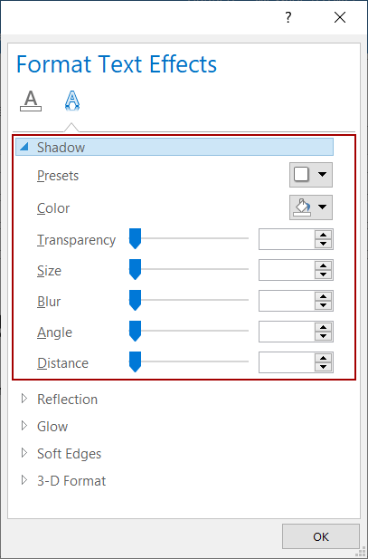 Text Shadow - Format Text Effects