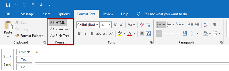 메시지 형식 – HTML, 일반 텍스트 및 서식있는 텍스트