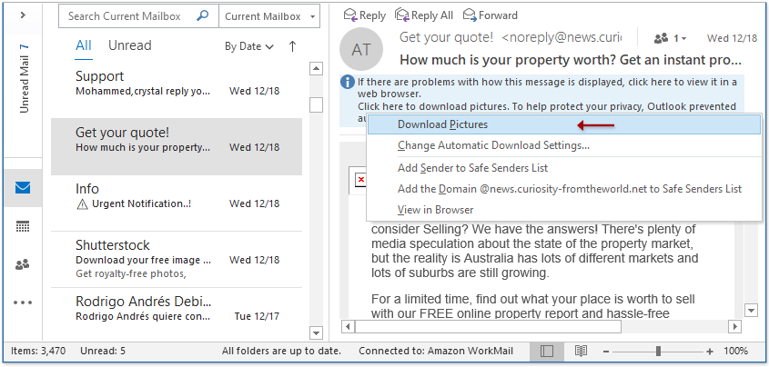 Read Emails in Outlook