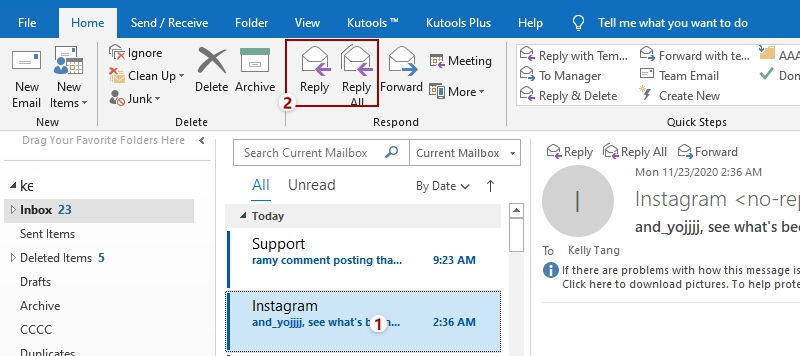 Reply Emails in Outlook