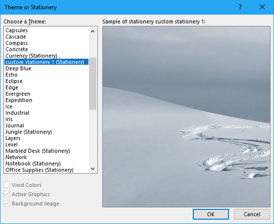 Email Theme or Stationery in Outlook