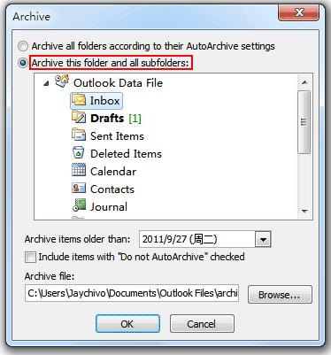 How to Archive and Backup a folder in Outlook?