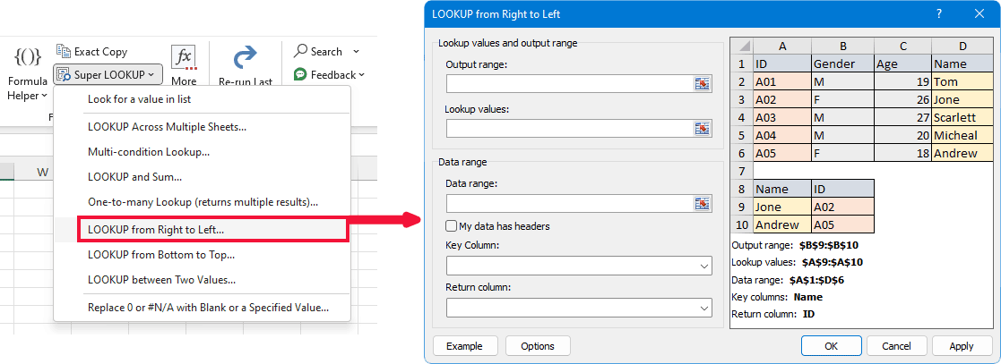 Easily Vlookup Values From Right And Return Results In The Left Column 4402
