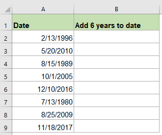 Quickly add / subtract years / months / days / weeks to date in Excel