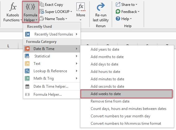 Quickly add / subtract years / months / days / weeks to date in Excel
